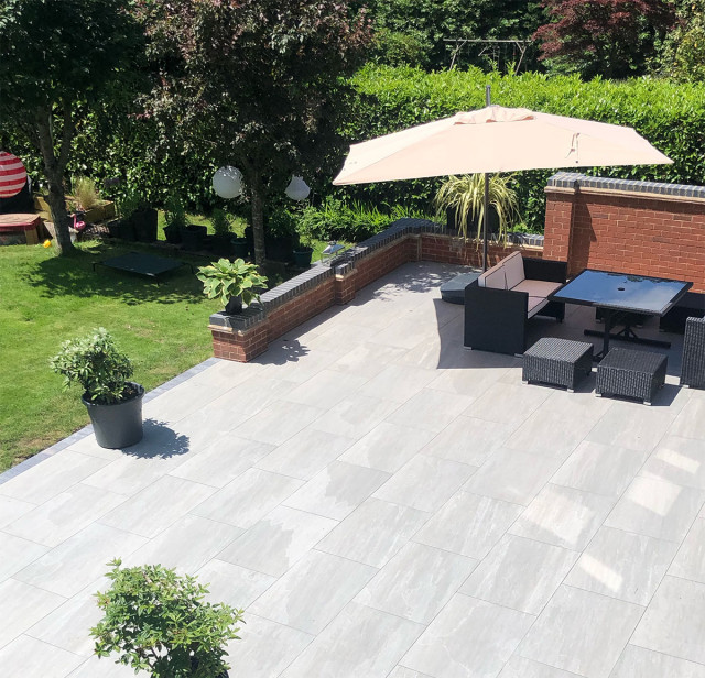 Stuart & Nikola's Kandla Grey Porcelain Patio - Contemporary - Patio ...