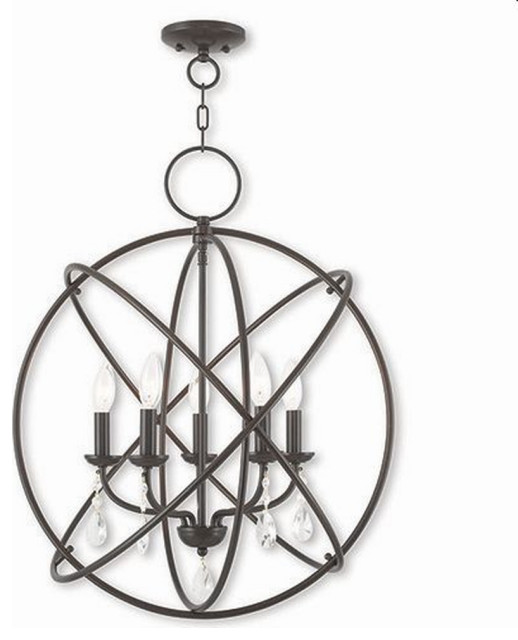 Traditional Glam Chic Five Light Chandelier-English Bronze Finish ...