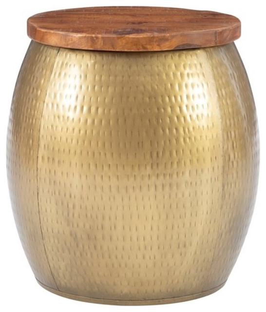 Home Square 2-Piece Set with Metal Drum Table and Drum Side Table ...