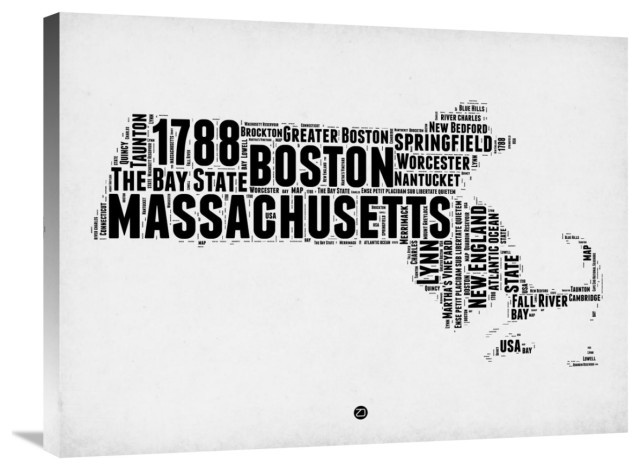"Massachusetts Word Cloud 2" Fine Art Print, 32" x 24" - Modern ...