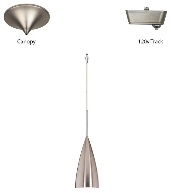 Bullet 1-Light Quick Connect Pendant, Brushed Nickel Metal Shade ...