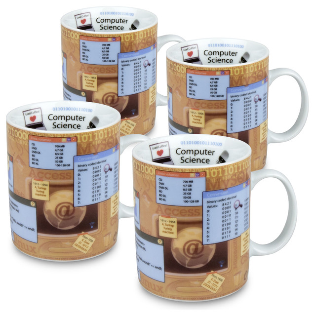 Set of 4 Mugs of Knowledge Computer Science - Contemporary - Mugs - by ...