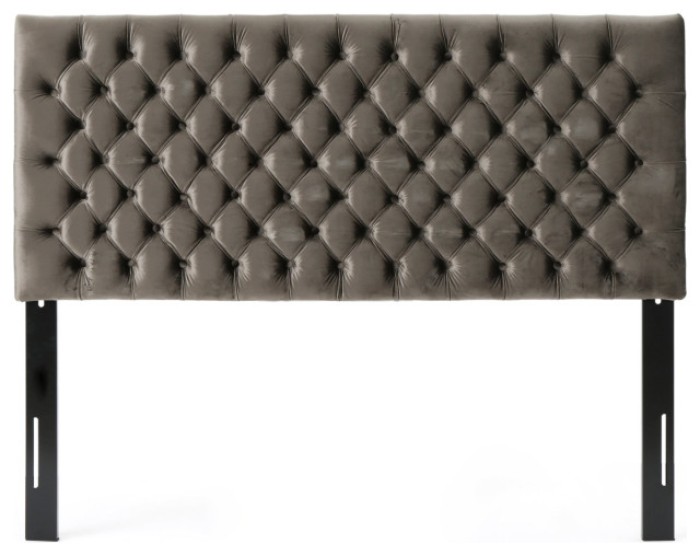 Full Size Headboard, Velvet Fabric Upholstery With Diamond Button ...
