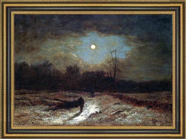 George Inness Christmas Eve (Winter Moonlight) Framed Premium Canvas ...