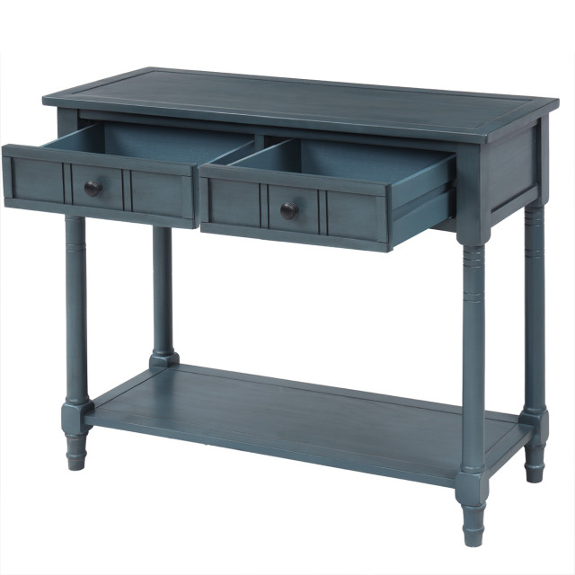 Console Table with Two Drawers and Bottom Shelf - Traditional - Console ...