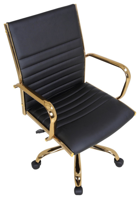Master Adjustable Office Chair With Swivel, Gold With Black Faux ...