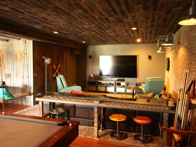 Finished Basement Industrial Style