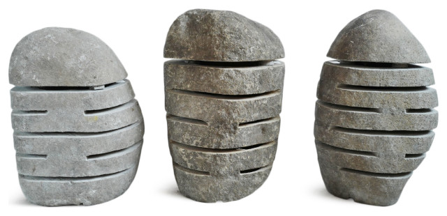 River Rock Garden Lantern, Large - Contemporary - Candleholders - by ...