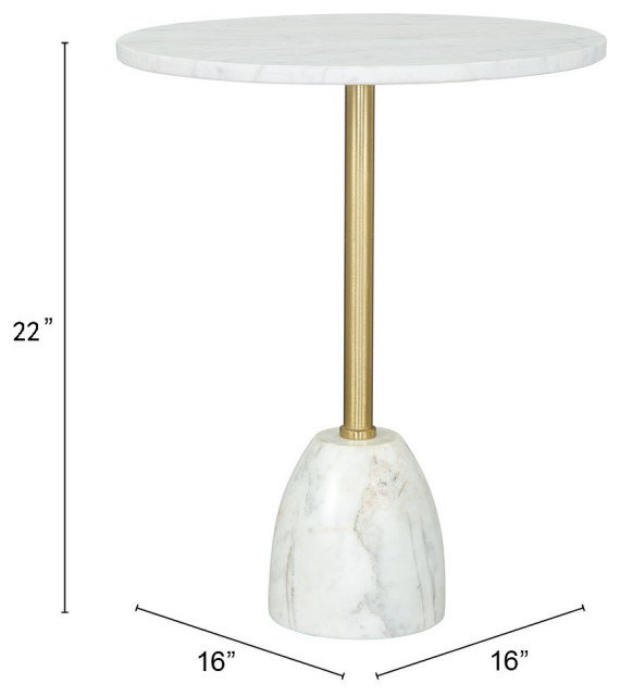 Cynthia Side Table White & Gold - Transitional - Side Tables And End Tables - by Zuo Modern ...