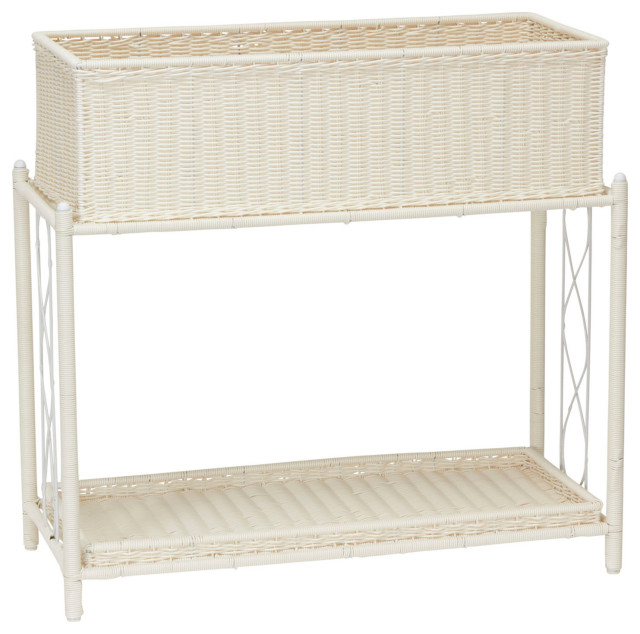 Raised Two Tier Plant Stand With Two Interchangeable Shelves - Tropical ...