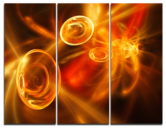 "Yellow Fractal Desktop Wallpaper" Digital Wall Art, 3 Panels, 36"x28 ...