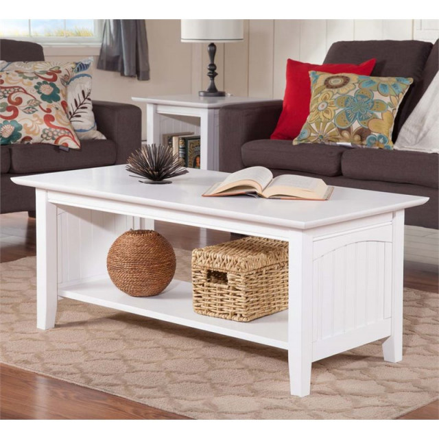 Leo & Lacey Transitional Solid Wood Coffee Table with Sturdy Leg in ...