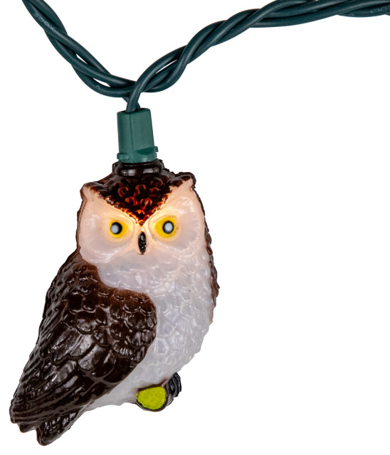 10-Count Brown and Whte Owl Patio Light Set 5.75ft Green Wire - Modern ...