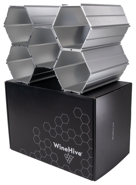 WineHive Cell Modern Modular Wine Storage System - 5 Cell Kit (Silver ...