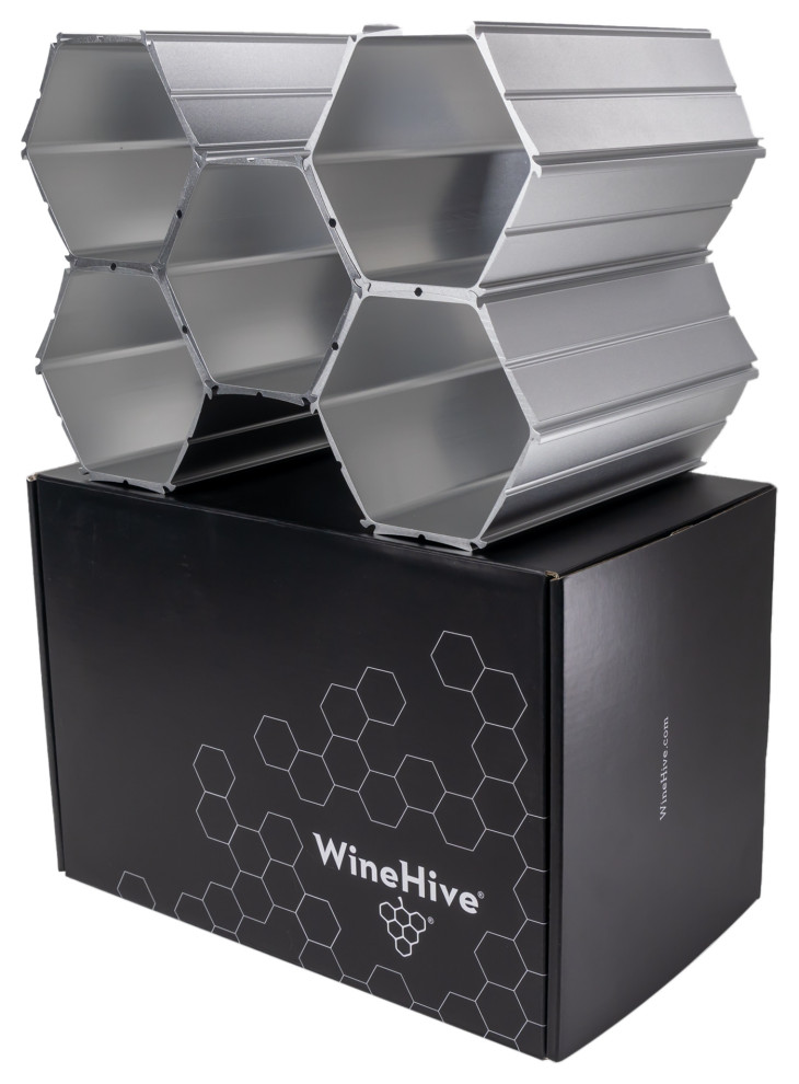 WineHive Cell Modern Modular Wine Storage System - 5 Cell Kit (Silver ...