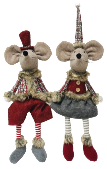 20" Sitting Plaid Mice, Set of 2 - Contemporary - Holiday Accents And ...
