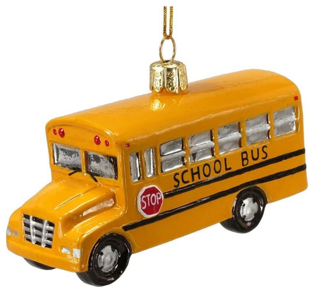 Kurt Adler (C4374) Noble Gems School Bus Glass Ornament - Traditional ...