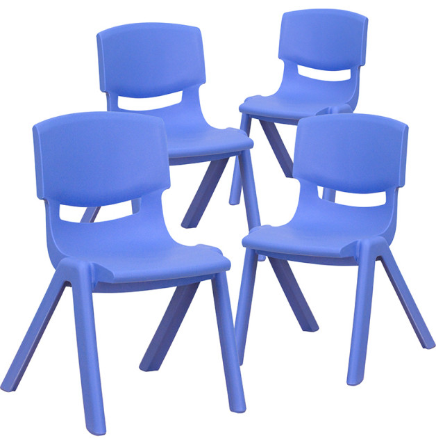 4PK Blue Plastic Stack Chair - Contemporary - Kids Chairs - by Beyond ...