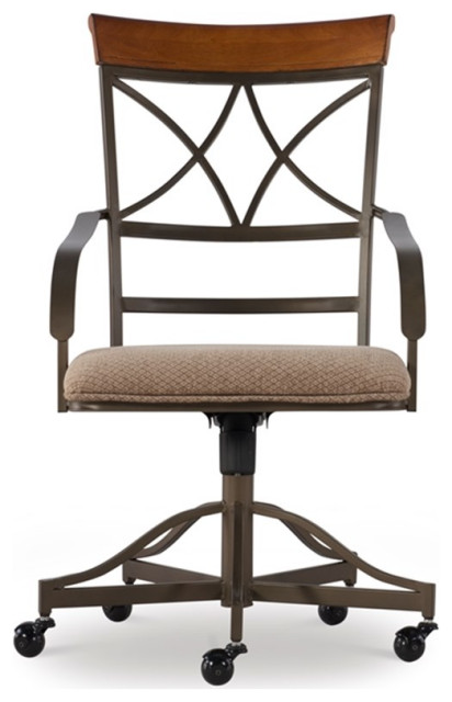 Linon Hamilton Metal Swivel Rolling Padded Dining Arm Chair in Pewter ...