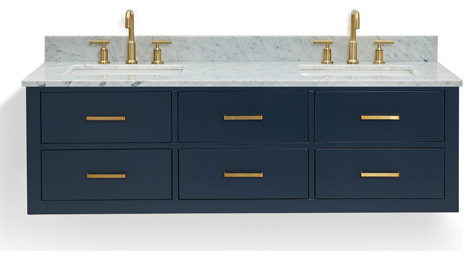 Ariel W061DCW2RVO Hutton 61" Wall Mounted Double Basin Vanity Set - Transitional - Bathroom ...