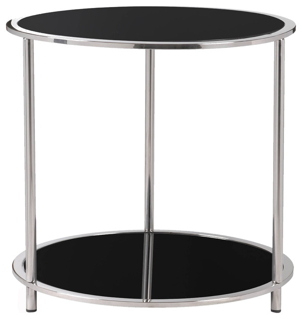 Kenroy Home Cocktail Accent Table, Stainless Steel, Black Tempered ...