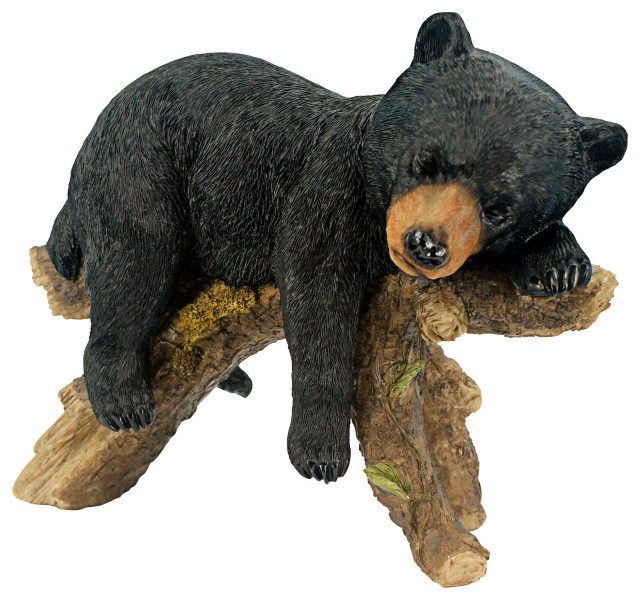 Catnapping Cub Black Bear Statue - Rustic - Garden Statues And Yard Art ...