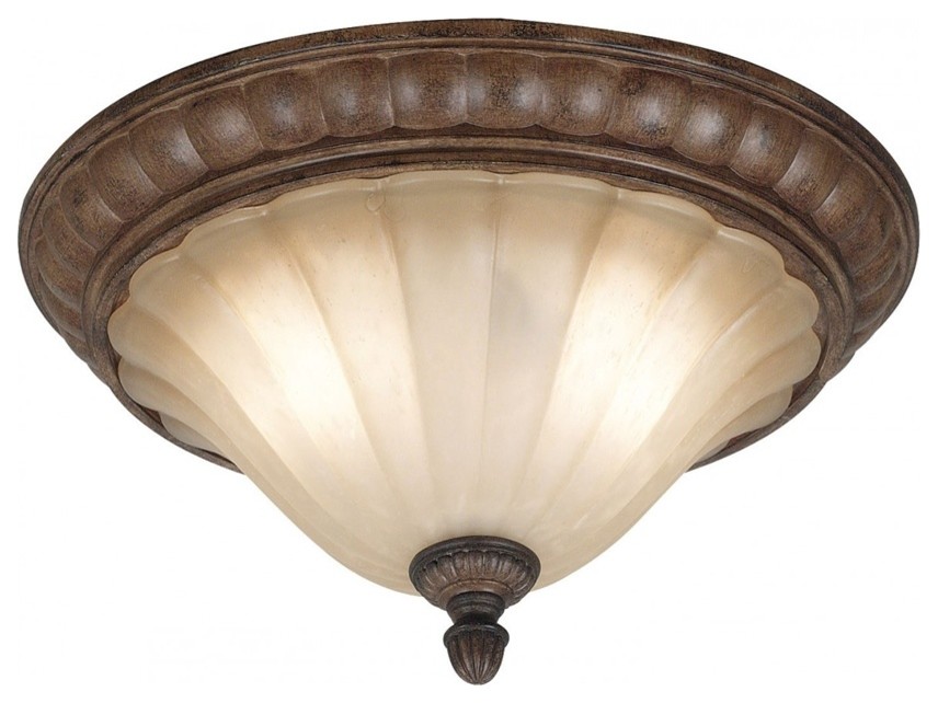 Kenroy Home Rochester 2-Light Flush Mount Aruba Teak Finish - 91035AT ...