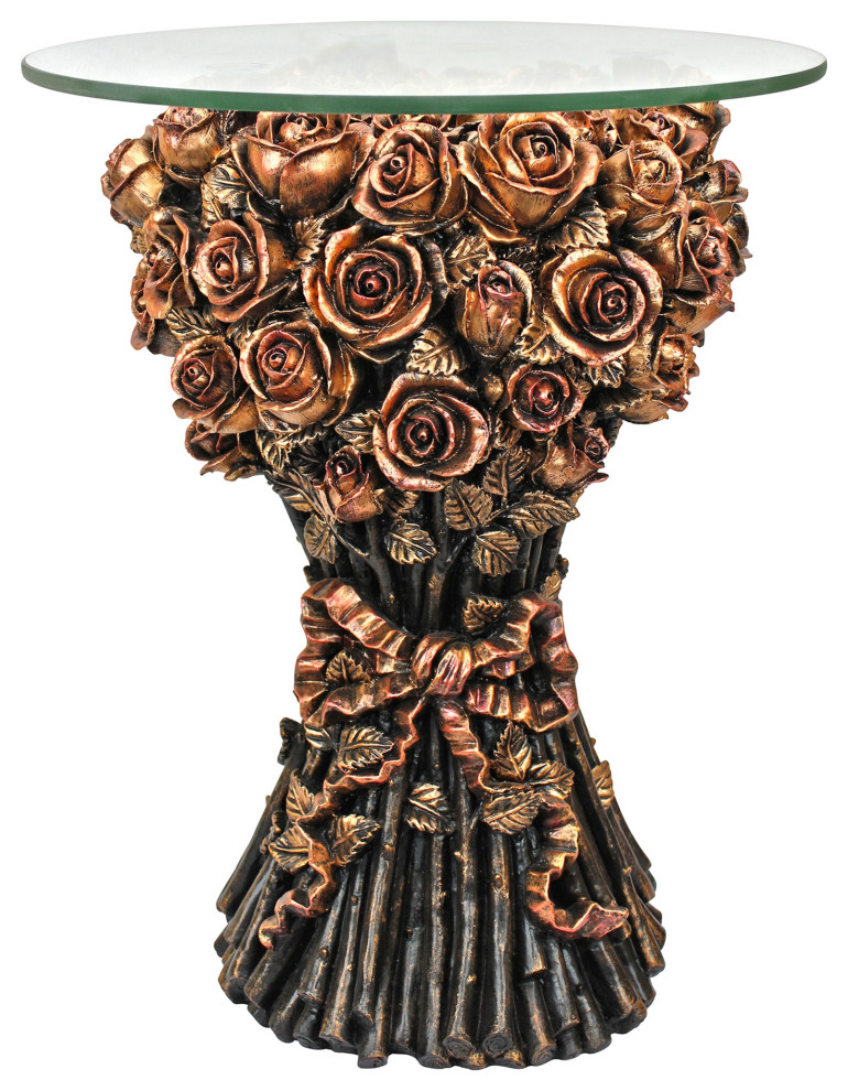 Table of Roses Glass, Topped Sculptural Table - Traditional - Side ...