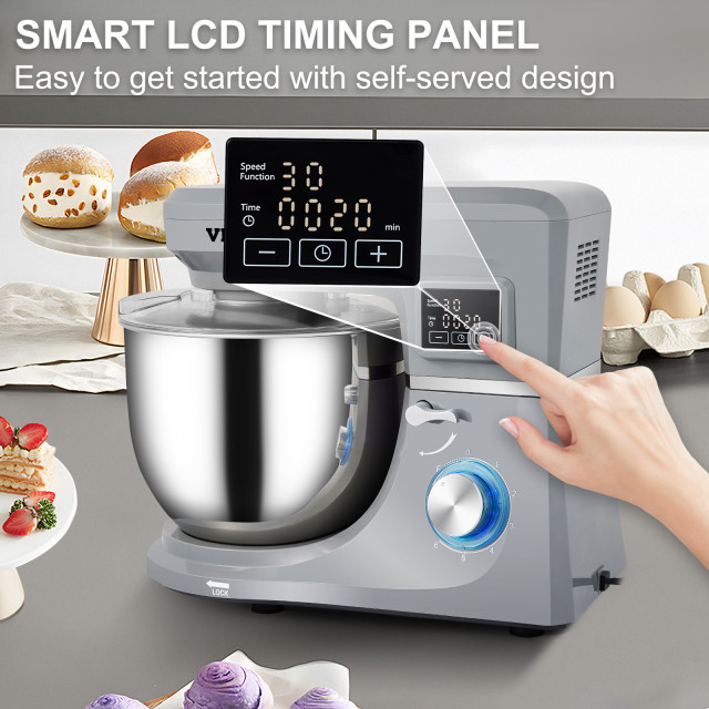 VEVOR 660W Stand Mixer 7.4Qt 6-Speed Tilt-Head Dough Mixer with Grinder ...
