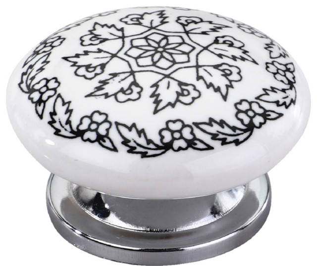 Ceramic knob, Cabinet Hardware, Leaves 1-3/5'', Cabinet & Drawer Knob, Pk-10 - Traditional ...