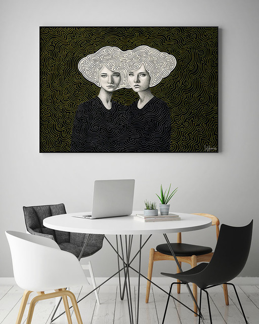 Orla and Olinda Art block Framed Canvas, 20"x16" - Contemporary ...