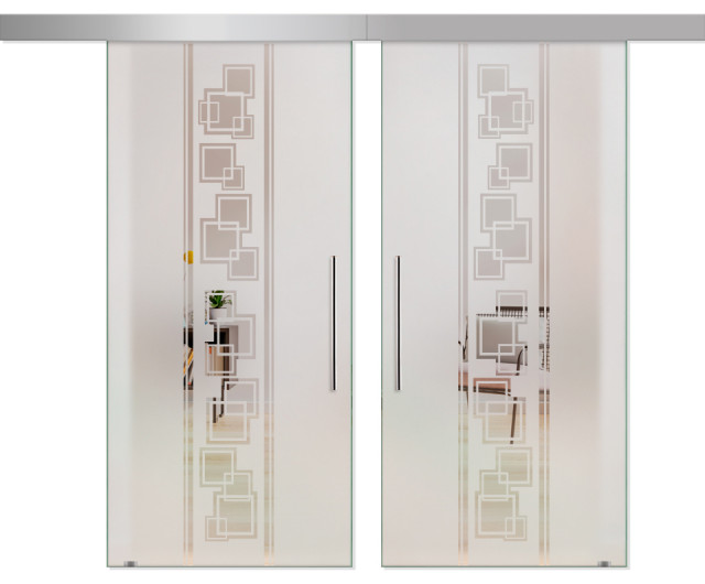 Double Sliding Glass Door With Design ALU100, 2x 42"x81" - Contemporary ...