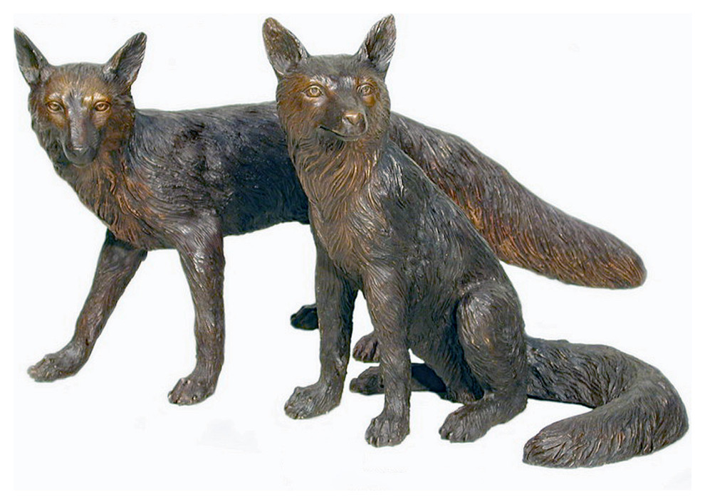Pair of Bronze Foxes - Rustic - Decorative Objects And Figurines - by ...