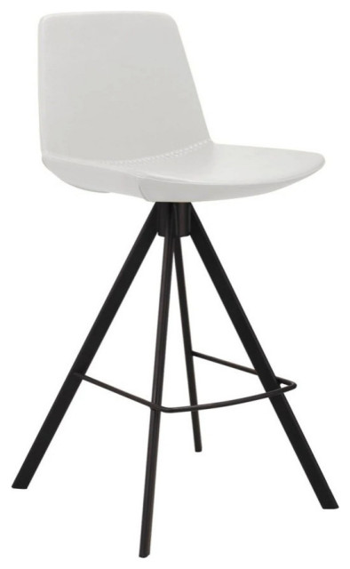 Angelena Counter Height Stool, White Double PU Shell - Midcentury - Bar ...