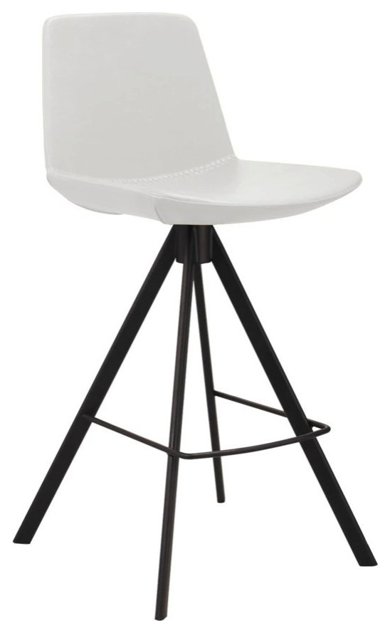 Angelena Counter Height Stool, White Double PU Shell - Midcentury - Bar ...