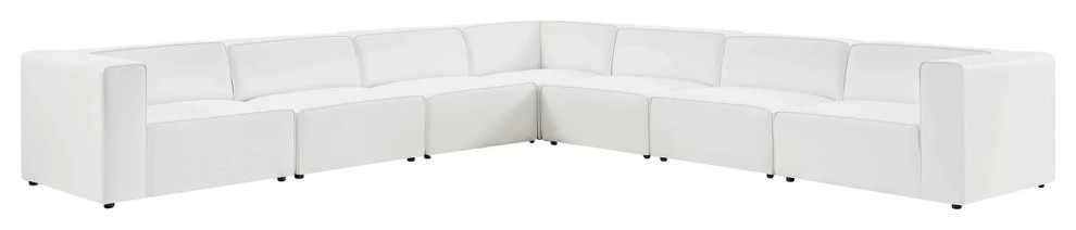 Odette White Vegan Leather 7, Piece Sectional Sofa - Modern - Sectional ...