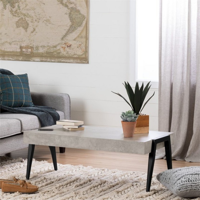 Trent Home Industrial Wood Top Faux Concrete Coffee Table in Gray and ...