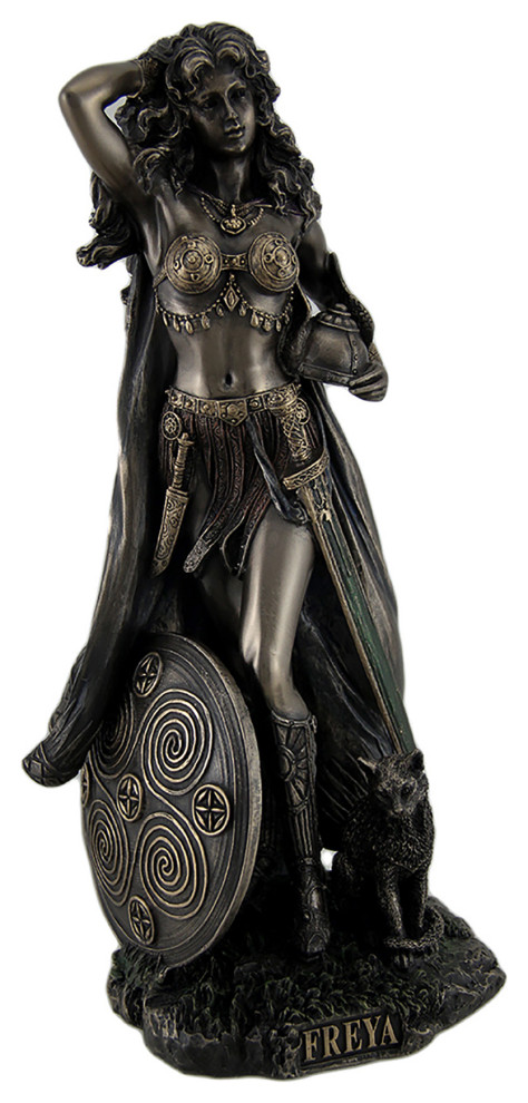 Norse Goddess Freya Antique Bronze Finish Statue, One Szie - Traditional - Decorative Objects ...