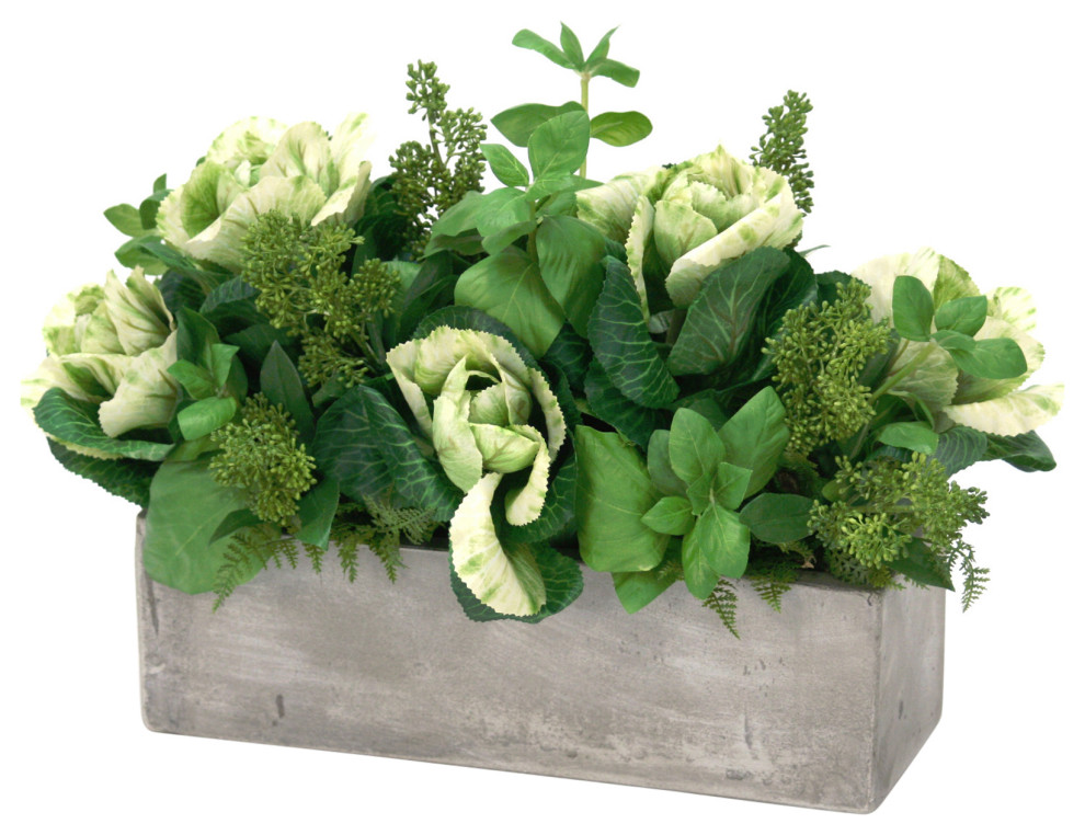 Kale Mix in Window Box - Farmhouse - Artificial Flower Arrangements ...