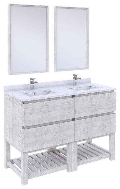 Fresca Formosa Double Sink Bathroom Vanity With Open Bottom & Mirrors ...