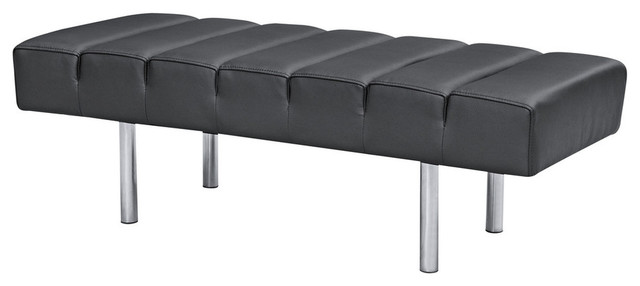 Classic Leather Bench 2 Seater, Black - Contemporary - Upholstered ...