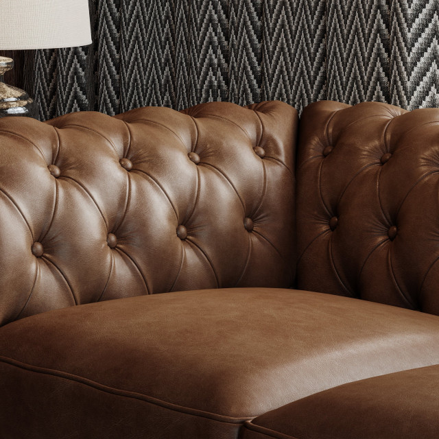 Valencia Parma 82" Full Aniline Leather Three Seats Sofa, Chocolate ...