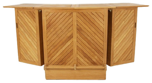 Somerset Luxury Teak Wood Bar, 41W x 19.75D x 41H; 80" wide when fully ...