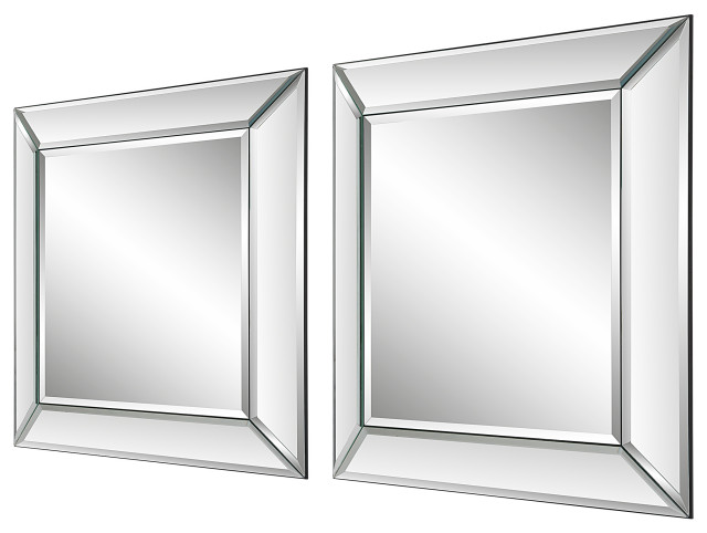 Contemporary 22" Parer Silver Mirror, 22-in W x 1.3-in D x 22-in H ...