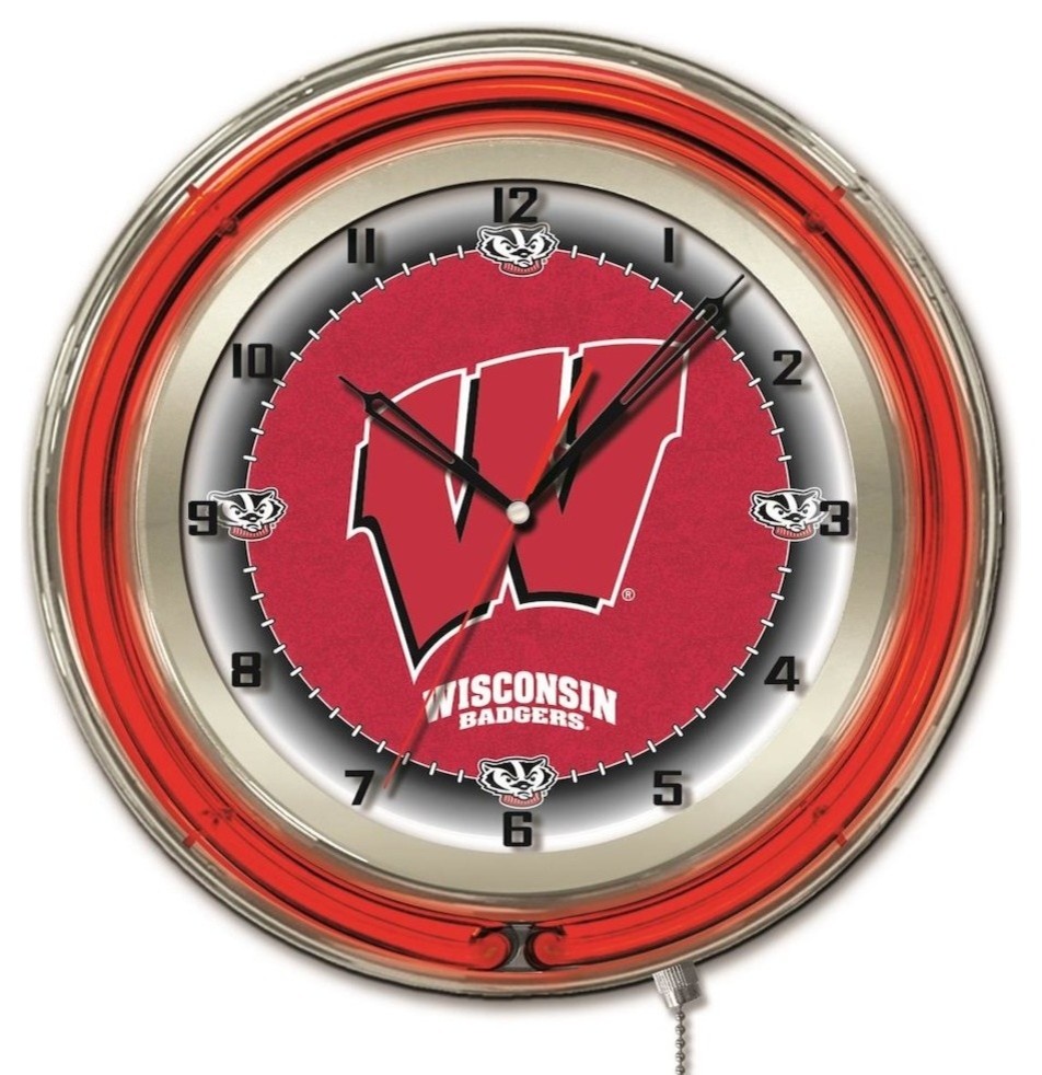 Wisconsin "W" 19" Neon Clock - Contemporary - Wall Clocks - by Holland ...