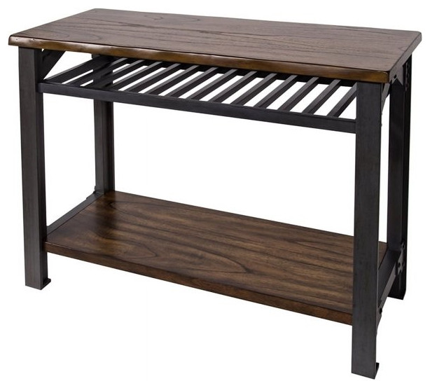 Rustic Solid Mahogany Wood Console Table, Graphite Gray & Brown Finish ...