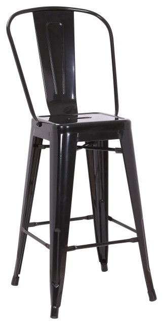 Metal Frame Dining Chair with Vertical Slat, Set of 2, Black ...