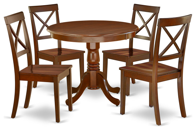 3Pc Round 36 Inch Dining Table And A Pair Of Wood Seat Kitchen Chairs ...