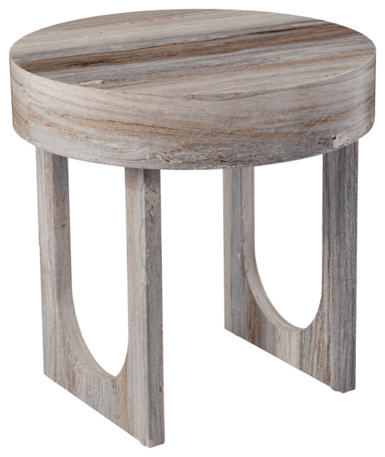 20" Brown Manufactured Wood Round End Table - Farmhouse - Side Tables ...