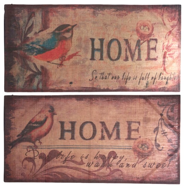 Burlap Wall Decor-Bird, Multicolor, Set of 2 - Farmhouse - Prints And ...